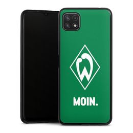 DeinDesign Galaxy A22 5G Handy Slim Case extra d&uuml;nn Silikon Handyh&uuml;lle schwarz H&uuml;lle Moin Official Licensed Product Sv Werder Bremen Silikon Slim Case