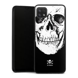 DeinDesign Galaxy A22 5G Handy Slim Case extra d&uuml;nn Silikon Handyh&uuml;lle schwarz H&uuml;lle Totenkopf Fc St. Pauli Official Licensed Product Silikon Slim Case