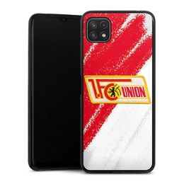 DeinDesign Galaxy A22 5G Handy Slim Case extra d&uuml;nn Silikon Handyh&uuml;lle schwarz H&uuml;lle 1. Fc Union Berlin Logo Official Licensed Product Silikon Slim Case