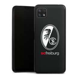 DeinDesign Galaxy A22 5G Handy Slim Case extra d&uuml;nn Silikon Handyh&uuml;lle schwarz H&uuml;lle Sc Freiburg Official Licensed Product Coat Of Arms Silikon Slim Case