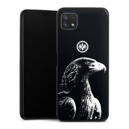 DeinDesign Galaxy A22 5G Handy Slim Case extra d&uuml;nn Silikon Handyh&uuml;lle schwarz H&uuml;lle Attila Official Licensed Product Eintracht Frankfurt Silikon Slim Case