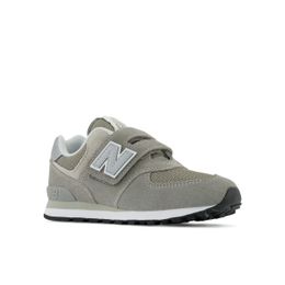 New Balance M&auml;dchen Sneaker "574", Gr. 34,5, grau, Leder, Synthetik, Textil, Schuhe, mit Gummilaufsohle, f&uuml;r Kinder entwickelt
