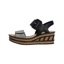 Rieker Damen Keilsandalette "Rieker Sandalen Textil", Gr. 42schwarz, beige, Textil, Schuhe