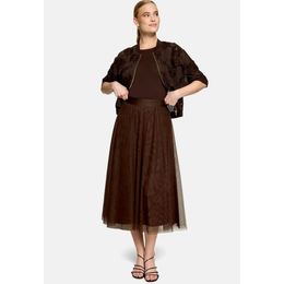 Zero Damen Midirock "Damen mit elastischem Bund", braun, Gr. 36, T&uuml;ll, Obermaterial: 100% Polyester. Futter: 35% Viskose, 65% Polyester, R&ouml;cke,