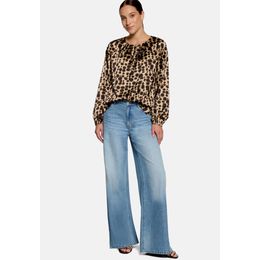 Zero Damen Satinbluse "Damen mit Print.", braun, Gr. 36, Satin, Obermaterial: 96% Polyester, 4% Elasthan, Blusen