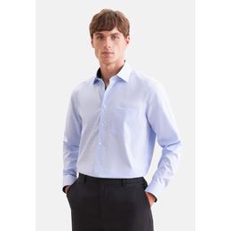 Seidensticker Herren Businesshemd "Schwarze Rose", blau, Gr. 38, kariert, 100% Baumwolle, Hemden, Regular 1/1 Kentkragen Karo