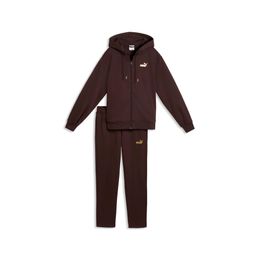 Puma Damen Trainingsanzug "METALLIC HOODED STANDARD SWEAT SUIT FL OP"chocolate fondue, Gr. XL, unifarben, Fleece, Obermaterial: 66% Baumwolle, 34%