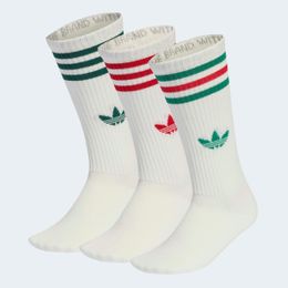 Damen Sportsocken "3-STREIFEN HIGH CREW, 3 PAAR", adidas originals, Gr. M, wei&szlig;, Obermaterial: 51% Baumwolle, 46% Polyester, 2% Elasthan, 1%