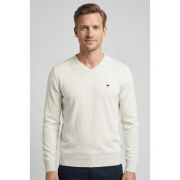 Fynch-Hatton Herren Strickpullover, wei&szlig;, Gr. 4XL, unifarben, Feinstrick, Obermaterial: 100% Baumwolle, Pullover, aus Baumwolle, mit V-Ausschnitt,