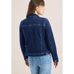 Cecil Damen Jeansjackemid blau wash, Gr. L, unifarben, Web, Obermaterial: 70% Baumwolle, 28% Polyester, 2% Elasthan, Jacken, mit Brusttaschen und