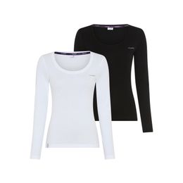 Kangaroos Damen Langarmshirt, schwarz-wei&szlig;, Gr. 48, unifarben, Jersey, Obermaterial: 100% Baumwolle. Obermaterial wei&szlig;: 100% Baumwolle, Shirts, im