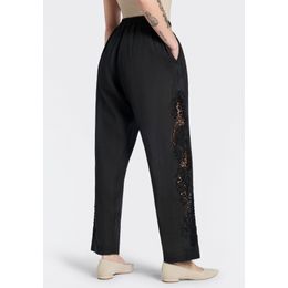 BOSS Orange Damen Schlupfhose "Trika Premium Damenmode"schwarz 001, Gr. 42, unifarben, Web, Obermaterial: 100% Ramie, Hosen, mit dekorativer