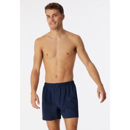 Schiesser Herren Boxershorts "Cotton Casual", Gr. 6, blau, Single Jersey, Obermaterial: 100% Baumwolle, Unterhosen, mit Eingriff, kariert