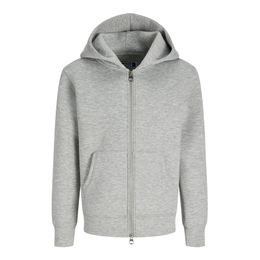 Jack & Jones Kinder Kapuzensweatjacke "JCOLEGACY SWEAT SCUBA ZIP HOOD SN JNR", grau, Gr. 164, JACK & JONES JUNIOR, meliert, angeraute Sweatware, Obermaterial: 80%
