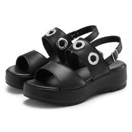 Damen Sandalette "Sandale, Ledersandale, offener Schuh, Sommerschuhe, Ledersandalette", French Connection, Gr. 37, schwarz, Obermaterial: 100%