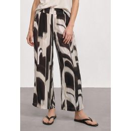 Street One Damen Stoffhose, schwarz-wei&szlig;, Gr. 38, unifarben, Stoff, 100% Viskose, Hosen, mit Wide Legs
