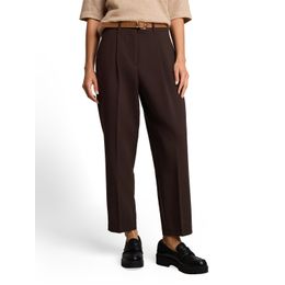 Tom Tailor Damen Bundfaltenhose "Barrel Leg", braun, Gr. 36, unifarben, Web, Obermaterial: 73% Polyester, 20% Viskose, 7% Elasthan. Futter: 100%