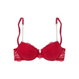 Lascana Damen Push-up-BH, Gr. 80, rot, Spitze, Obermaterial: 60% Polyamid, 35% Polyester, 5% Elasthan, BHs, mit femininen Perlendetails, sexy Dessous