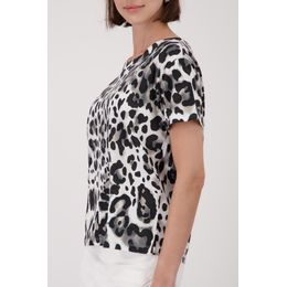 monari Damen T-Shirt "Shirt Leodruck allover"braun gem, Gr. 44, gemustert, Web, Obermaterial: 50% Baumwolle, 50% Modal, Shirts, Regular fit mit