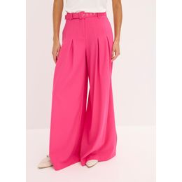 bonprix Damen Bundfaltenhosepinklady, festlich, Gr. 46, Obermaterial: 65% Polyester, 30% Viskose, 5% Elasthan, Hosen, lockerer Schnitt, mit