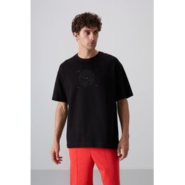 &Uuml;bergro&szlig;es Baumwollmix Rundhals-T-Shirt
