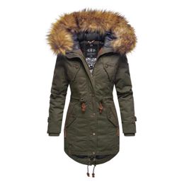 Marikoo Damen Winterjacke mit abnehmbarem Kunstfellkragen & Taillenzug