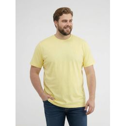 Lerros Herren Rundhalsshirt "T-Shirt mit Rundkragen aus weicher Baumwolle, gro&szlig;e Gr&ouml;&szlig;en", gelb, Gr. 5XL, 100% Baumwolle, Shirts