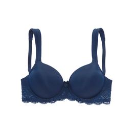 Lascana Damen Schalen-BH "T-Shirt-BH, B&uuml;gel-BH, Dirndl-BH", Gr. 95, blau, Microtouch, Obermaterial: 85% Polyamid, 15% Elasthan, BHs, mit breiten