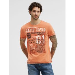 CAMP DAVID Herren Rundhalsshirt, orange, Gr. XXL, bedruckt, Web, Material: 100% Baumwolle, Shirts, aus Baumwolle