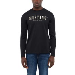 Mustang Herren Langarmshirt "Herren Style Asheville", schwarz, Gr. XXL, Single Jersey, 100% Baumwolle, Shirts