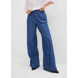 bonprix Damen Weite Jeans, blau, Gr. 54, Obermaterial: 100% Baumwolle, Jeans, mit Gummibund, Loose Fit, aus reiner Baumwolle