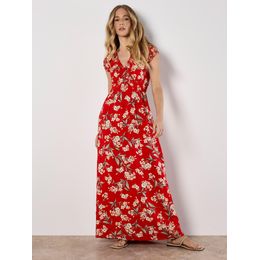 Apricot Damen Maxikleid "Jasmine Maxikleid in Wickeloptik", rot, Gr. 40, gebl&uuml;mt, gewebt, Obermaterial: 100% Viskose CV., Kleider, mit Blumenmuster