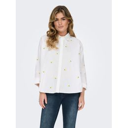 Only Damen Hemdbluse "ONLNEW LINA GRACE LS EMB SHIRT NOOS WVN", wei&szlig;, Gr. S, bedruckt, Web, Obermaterial: 100% Baumwolle, Blusen