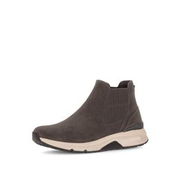 ROLLINGSOFT Damen Chelseaboots, Gr. 36, schwarz-wei&szlig;, Veloursleder, unifarben, Schuhe, Keilabsatz, High Top-Sneaker mit Stretcheinsatz an der
