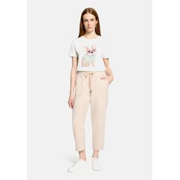 BETTY & CO BETTY & CO Damen Stoffhose "Damen mit elastischem Bund"taupe, cream, Gr. 44, Obermaterial: 49% Baumwolle, 47% Polyester, 4% Elasthan, Hosen