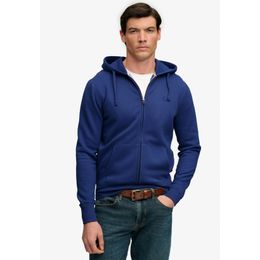 Superdry Herren Kapuzensweatjacke "ESSENTIAL SDCO LOGO ZIPHOOD", blau, Gr. XXL, bedruckt, angeraute Sweatware, Obermaterial: 60% Baumwolle, 40%