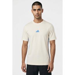 Herren T-Shirt "ESSENTIALS 3-STREIFEN SINGLE JERSEY", beige, Gr. XL, adidas Sportswear, Obermaterial: 100% Baumwolle, Shirts, mit Rundhalsausschnitt,