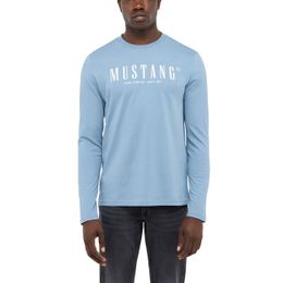 Mustang Herren Langarmshirt "Herren Style Asheville", blau, Gr. XXXL, Single Jersey, 100% Baumwolle, Shirts