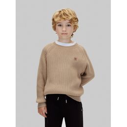 Jungen Strickpullover, beige, Gr. 16, Calvin Klein Jeans, unifarben, Strick, Obermaterial: 100% Baumwolle, Pullover, Raglan&auml;rmel, Regular Fit, reine