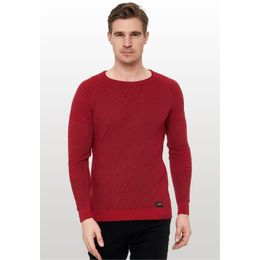 Rusty Neal Herren Strickpullover, rot, Gr. L, unifarben, 50% Polyacryl, 50% Baumwolle, Pullover, mit modernem Rundhalsausschnitt