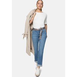 Zero Damen Slim-fit-Jeans "Damen mit Leo-G&uuml;rtel Style Orlando 28 Inch", blau, Gr. 44, unifarben, Obermaterial: 99% Baumwolle, 1% Elasthan, Jeans