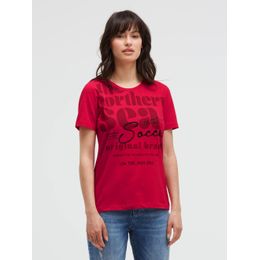 SOCCX Damen Rundhalsshirtclear rot, Gr. XXL, bedruckt, Single Jersey, Material: 95% Baumwolle, 5% Elasthan, Shirts, mit Necktape
