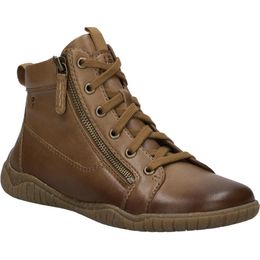 Josef Seibel Damen Barfu&szlig;schuh "Wynona 15", Gr. 37, braun, Leder, Schuhe, Schn&uuml;rboots mit zwei Rei&szlig;verschl&uuml;ssen, Weite G (=weit)