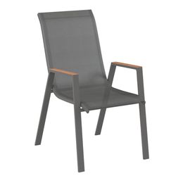 Ambia Garden Stapelsessel, Anthrazit, Natur, Metall, Textil, Flachrohr, 54x90x72 cm, Gartenm&ouml;bel, Gartenst&uuml;hle, Gartenst&uuml;hle stapelbar