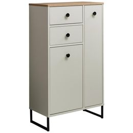 Mid.you Midischrank, Eiche, Kaschmir, Metall, 3 F&auml;cher, 2 Schublade(n) Schubladen, 60x106x32 cm, stehend, Badezimmer, Badezimmerschr&auml;nke, Midischr&auml;nke