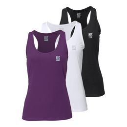 H.I.S. H.I.S Tanktop (Packung, 3 St&uuml;ck) Damen Gr&ouml;&szlig;e M/L dunkellila / schwarz / wei&szlig;