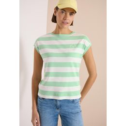 Cecil Damen T-Shirt, gr&uuml;n, Gr. XL, gestreift, Jersey, Obermaterial: 100% Baumwolle, Shirts, Mit Printdetail