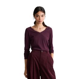 Marc O'Polo Damen Langarmshirt "aus Loose Knit Jersey", lila, Basic, Gr. M, MARC O'POLO DENIM, unifarben, Obermaterial: 100% Baumwolle, Shirts