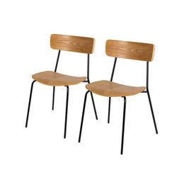 home24 Esszimmerstuhl Harvi (2er-Set) in Esche Dekor | Gr.: onesize