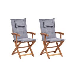 Beliani 2er-Set Gartenstuhl MAUI II in Braun/Grau | Gr.: onesize